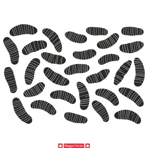 Wriggling wonders maggot silhouette pack Vector Image
