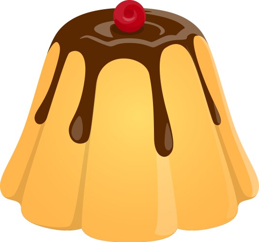 Vanilla pudding with chocolate topping Royalty Free Vector