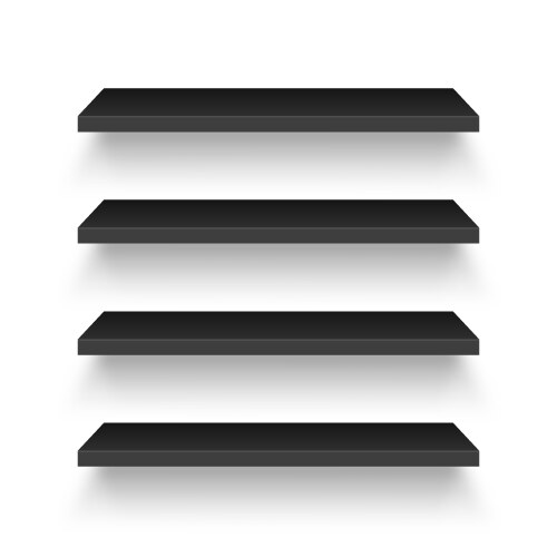 Realistic set empty wooden shelves Royalty Free Vector Image