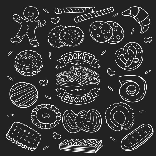 Chalk set of cookies Royalty Free Vector Image