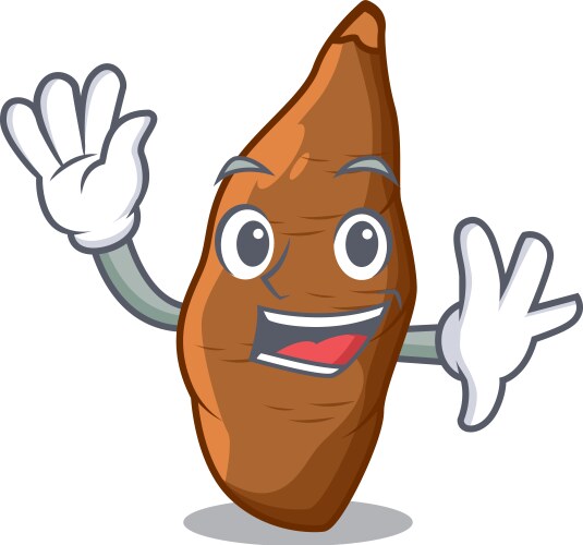 Chef cassava root on the plate cartoon Royalty Free Vector