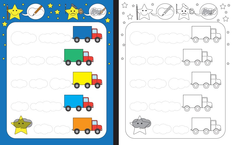 Little stars worksheet Royalty Free Vector Image