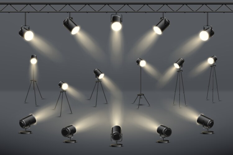 Shooting studio lights composition Royalty Free Vector Image