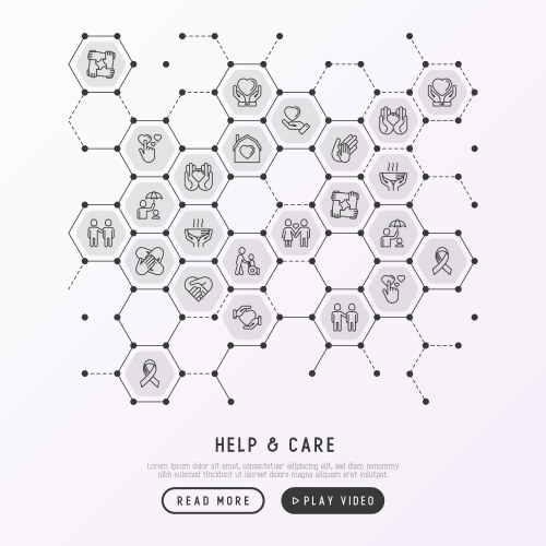 Help and care thin line icons set Royalty Free Vector Image