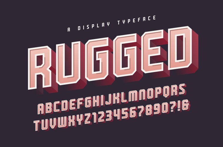 Rugged display typeface font uppercase Royalty Free Vector