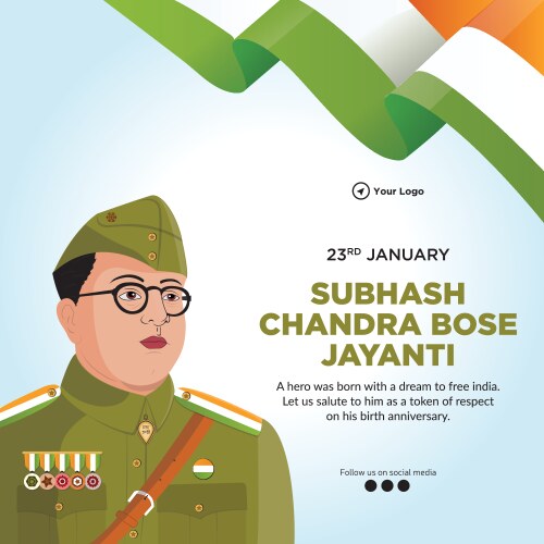 Subhash chandra bose jayanti banner design Vector Image