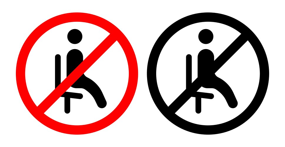 No sitting sign icon set ban Royalty Free Vector Image