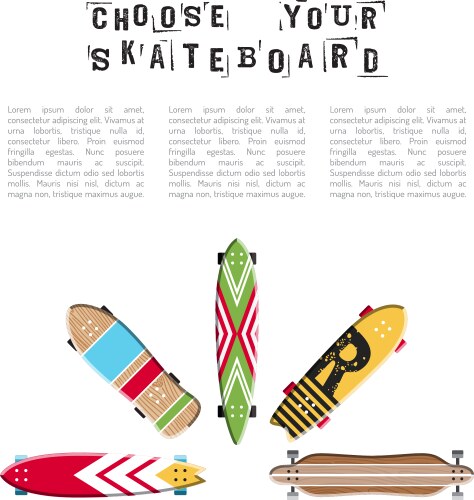 Different skateboard types templates set Vector Image