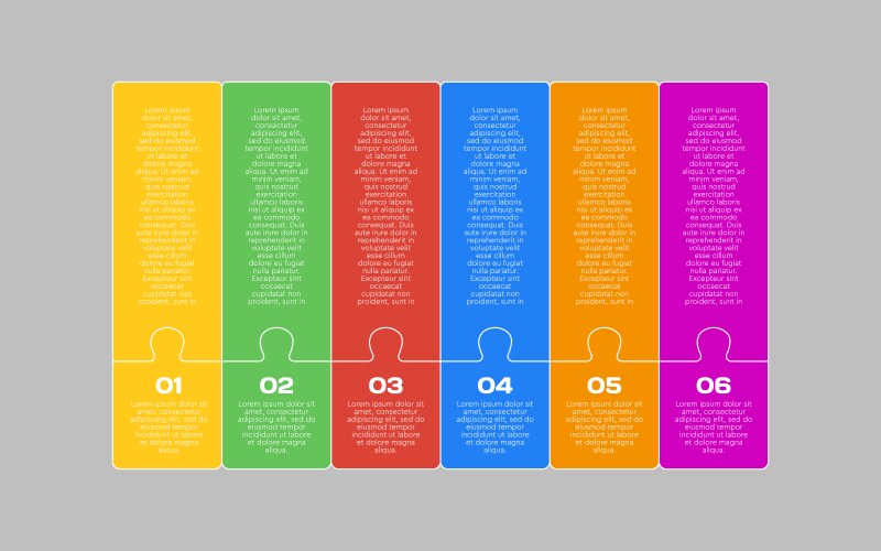 Transparent diagram infographic process on 6 steps