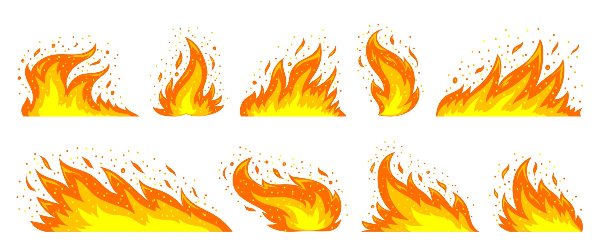 Simple fire border patterns and round frame flame Vector Image