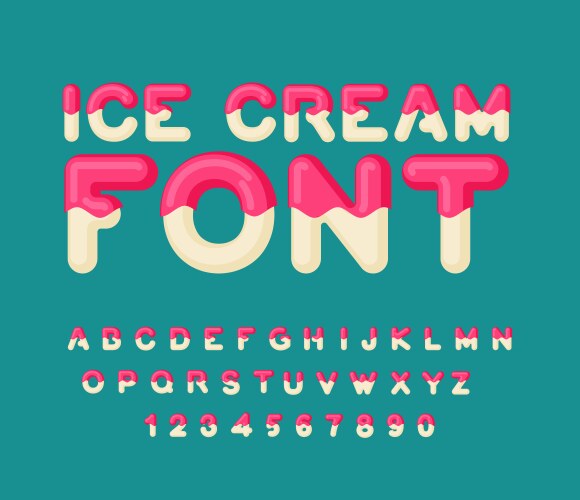 Ice cream cartoon font Royalty Free Vector Image