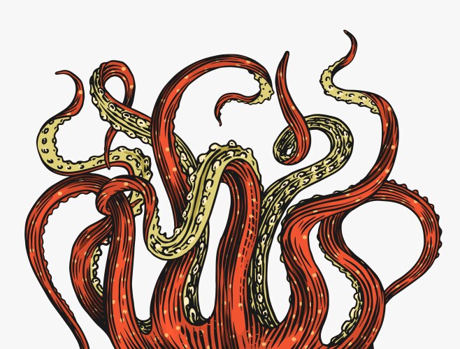 Scary octopus character Royalty Free Vector Image