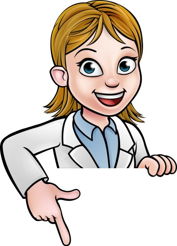 Scientist cartoon character sign Royalty Free Vector Image Scientist cartoon character sign Royalty Free Vector Image