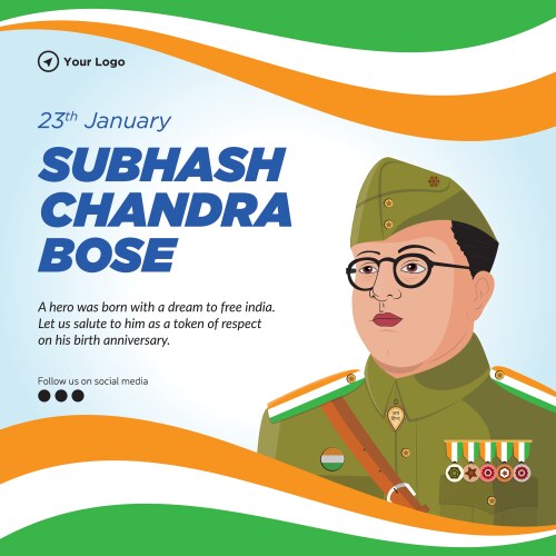 Subhash chandra bose jayanti banner design Vector Image