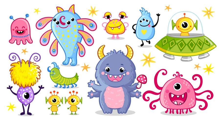 Set with cute animals in cartoon style Royalty Free Vector