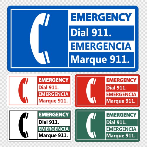 Emergency call 911 sign on transparent background Vector Image