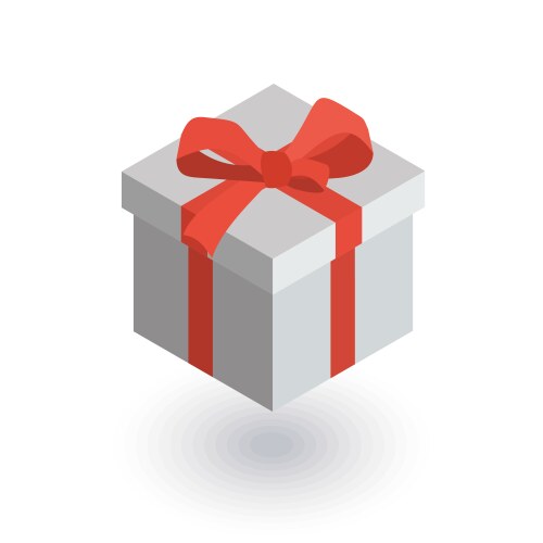 Blue present box isometric icon Royalty Free Vector Image