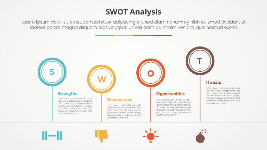 Swot business framework strategic template Vector Image
