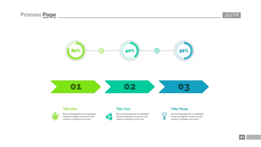 Three points strategy slide template Royalty Free Vector