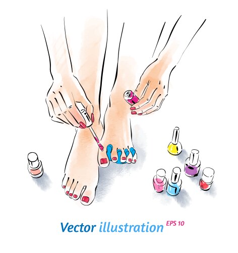 Pedicure process Royalty Free Vector Image - VectorStock