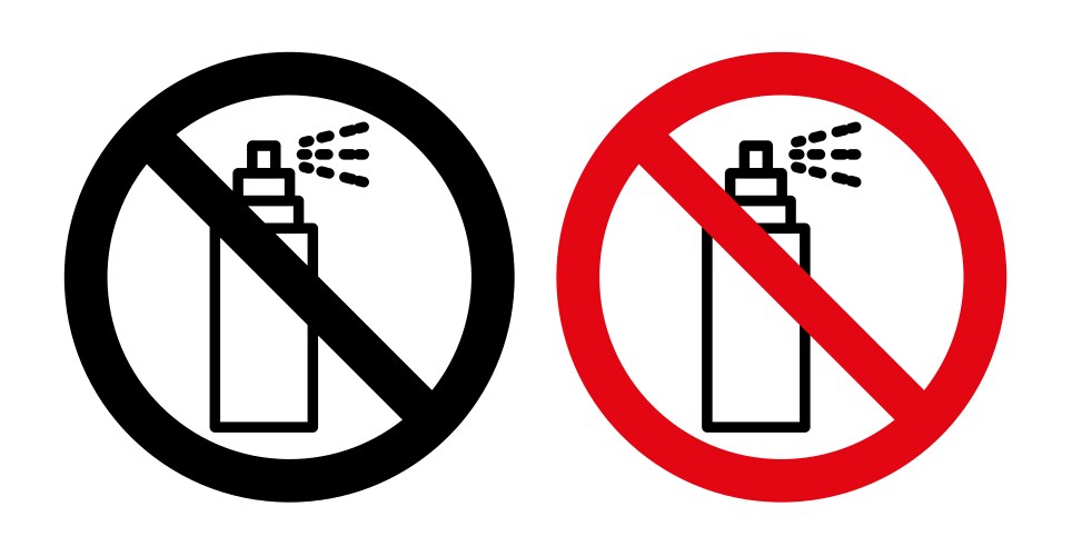 No spray can allowed sign icon set aerosol red Vector Image