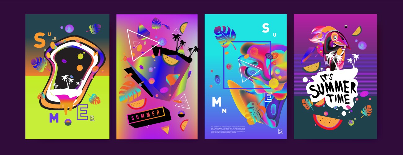 Colorful summer poster set tropical design Vector Image
