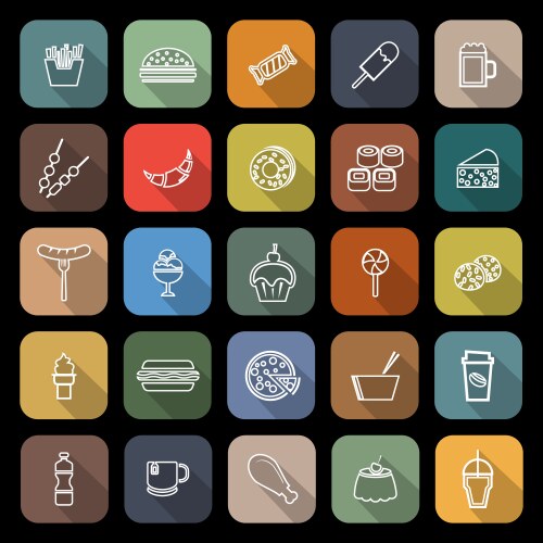 Square shaped food icon set Royalty Free Vector Image