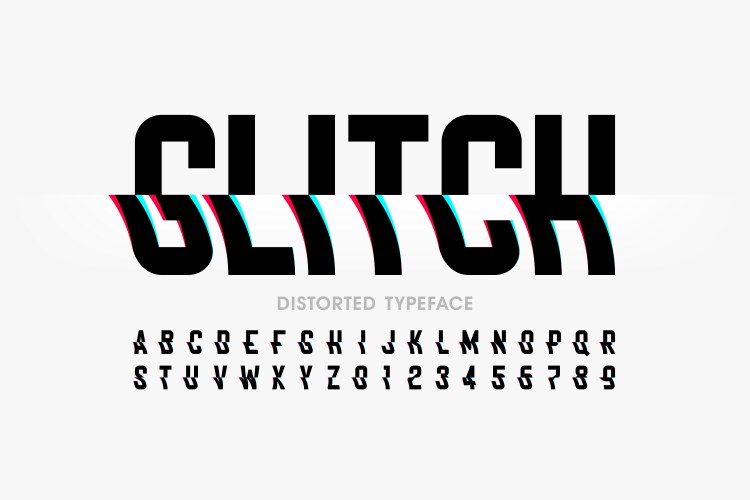 Glitch font Royalty Free Vector Image - VectorStock