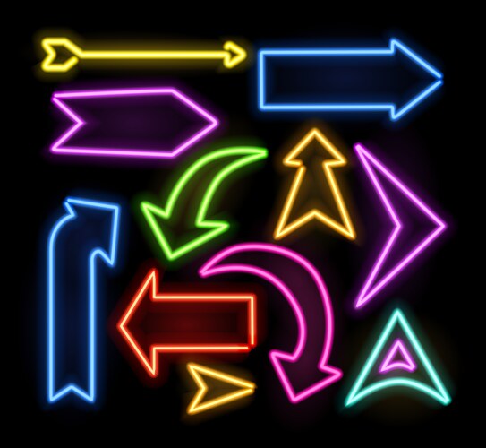 Glowing neon stars set of four Royalty Free Vector Image