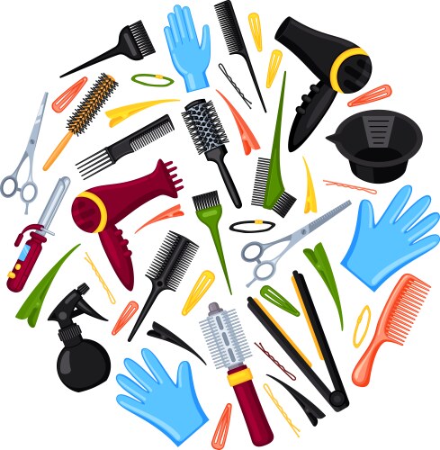 Cartoon hair tools hairdressing equipment Vector Image