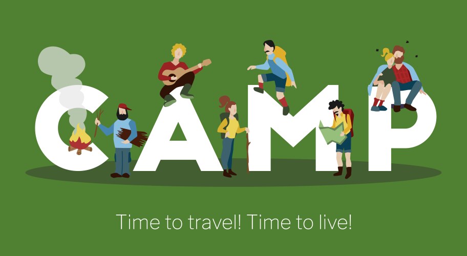 Camping recreation advertising banner or poster Vector Image