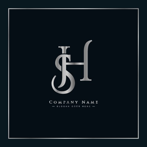 Initial letter sh logo - handwritten signature Vector Image