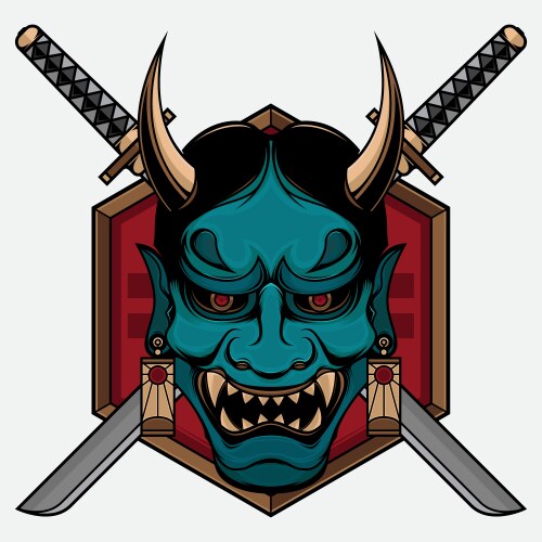 Japanese traditional hannya mask tattoo Royalty Free Vector