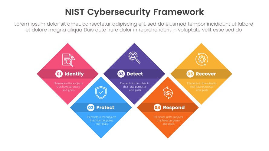 Nist cybersecurity framework infographic 5 point Vector Image