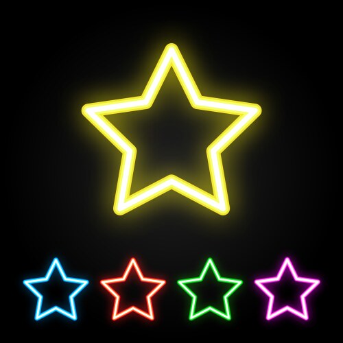 Glowing neon stars set of four Royalty Free Vector Image
