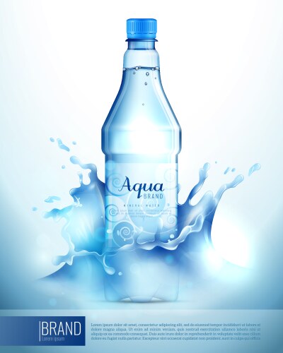 Pure sparkling water ad plastic bottle Royalty Free Vector