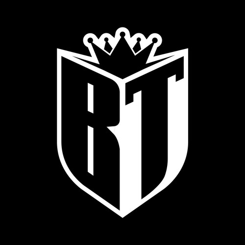 Bt letter bold monogram triangle curve shield Vector Image