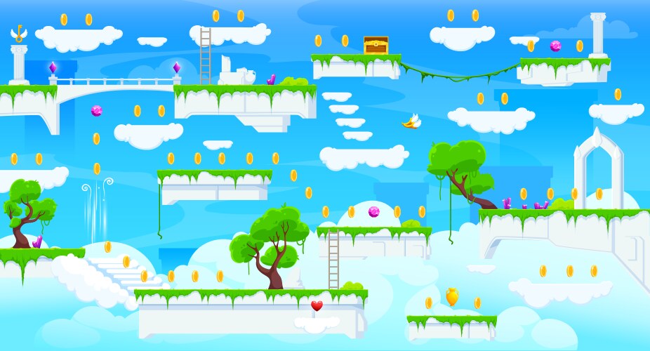 Game level map mobile ui stages with various Vector Image