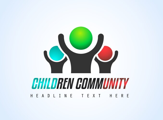 Children community symbol Royalty Free Vector Image
