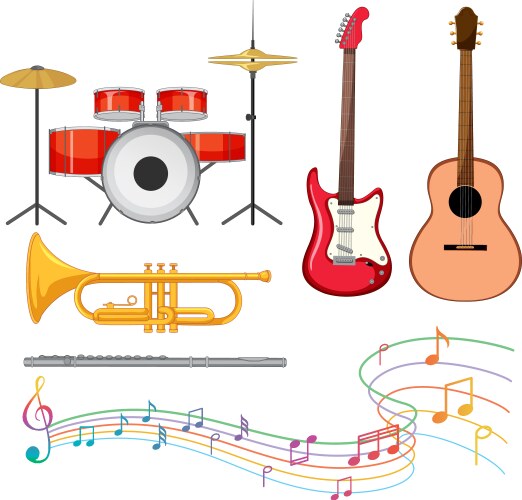 Funny musical instruments cartoon characters Vector Image