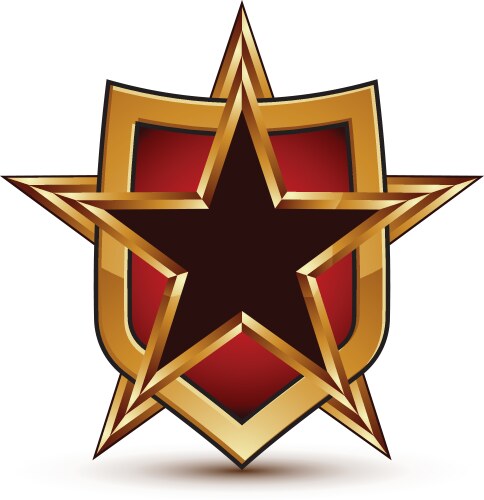 Heraldic golden symbol with stylized pentagonal Vector Image