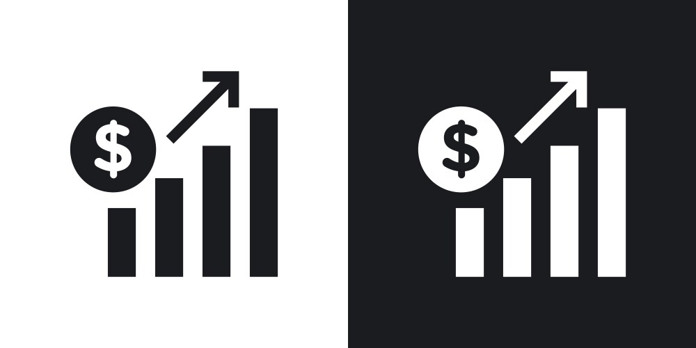 Revenue stroke icon in black Royalty Free Vector Image
