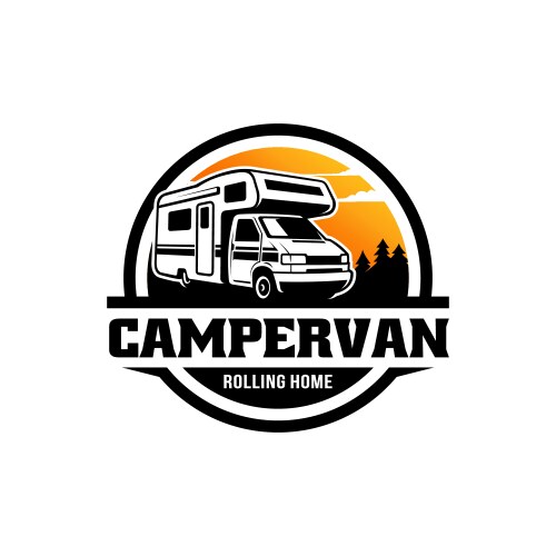 Rv camper van motor home logo Royalty Free Vector Image