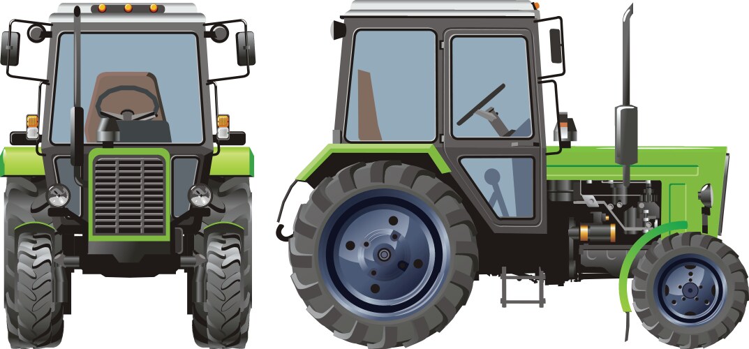 Blue tracktor and bulldozer Royalty Free Vector Image