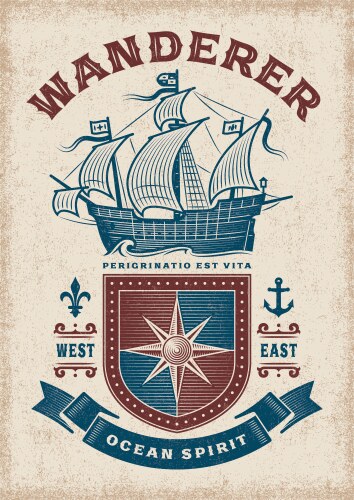 Vintage wanderer label Royalty Free Vector Image