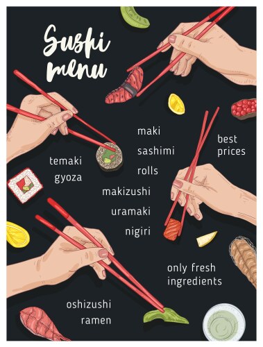 Japanese food restaurant menu cover design japan Vector Image