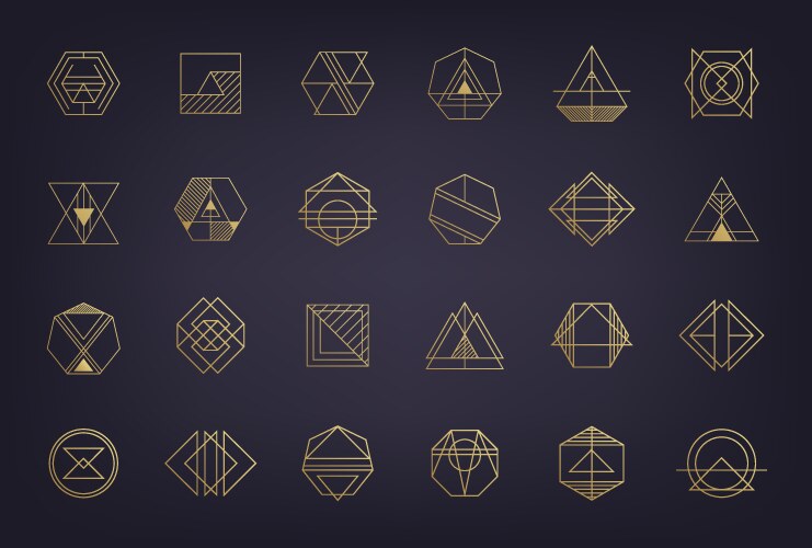 Art deco geometric shapes golden geometrical Vector Image