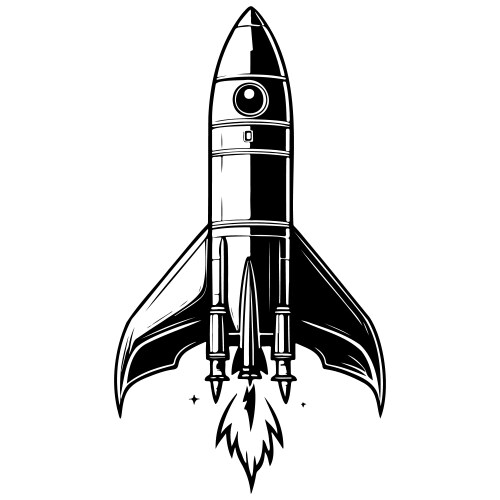 Vintage rocket drawing realistic outline line – Royalty-Free Vector ...