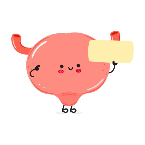 Sad bladder character hand drawn cartoon Vector Image