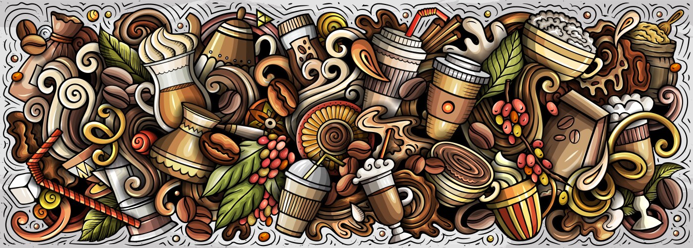 Cartoon doodles coffee house Royalty Free Vector Image